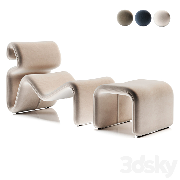 Artilleriet - Etcetera (Fabric Lounge Chair and Footstool) - Arm chair ...