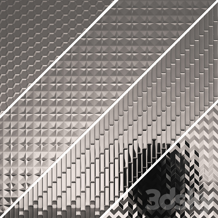 Fluted glass Set 08 - Glass - 3D model