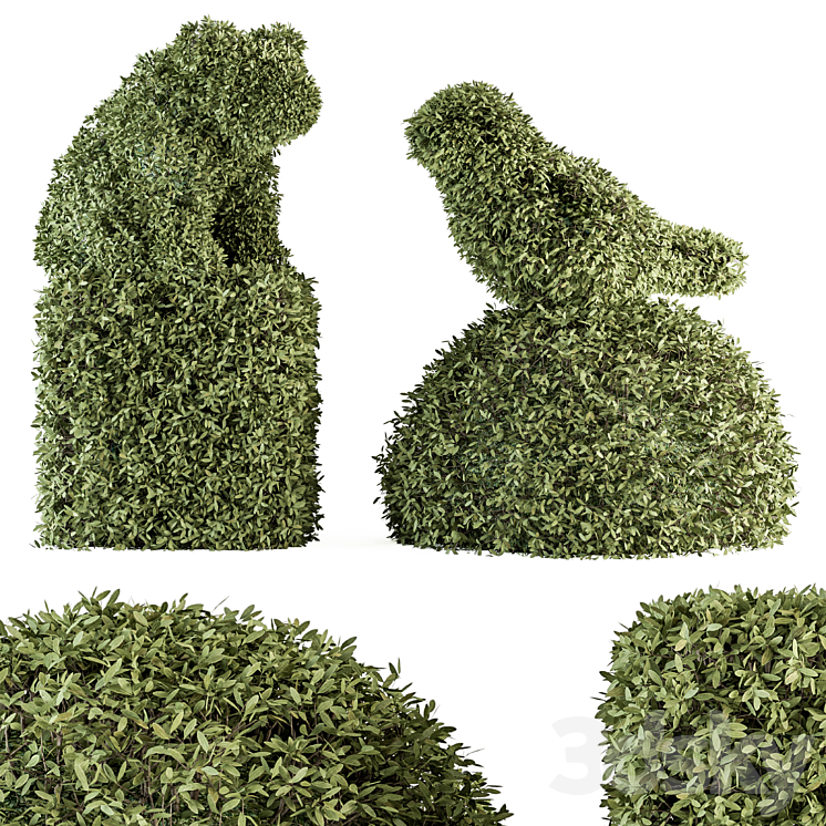 Topiary shape Bush Bird and Bear - Bush Set 63 - Bush - 3D model