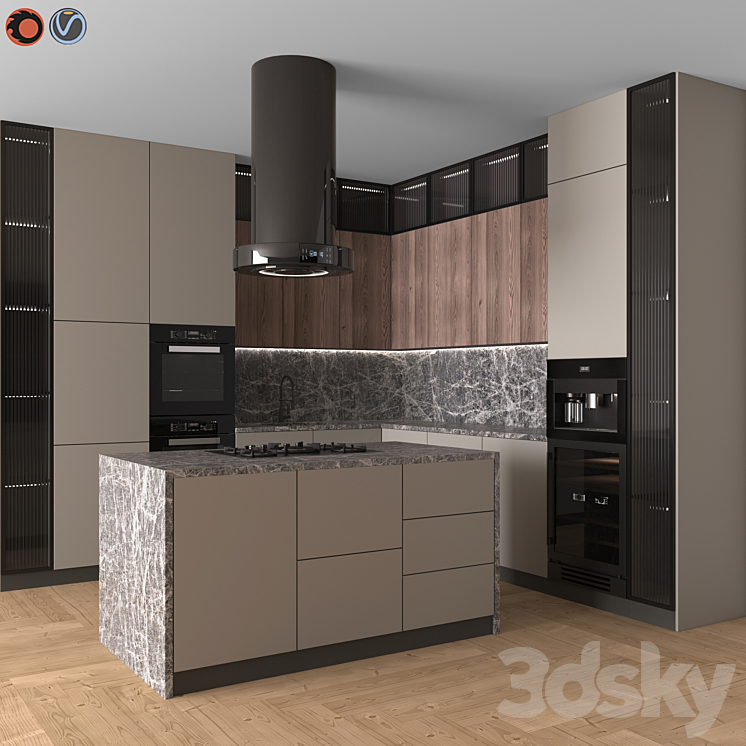 Kitchen Modern 11 (Corner Kitchen) - Kitchen - 3D model