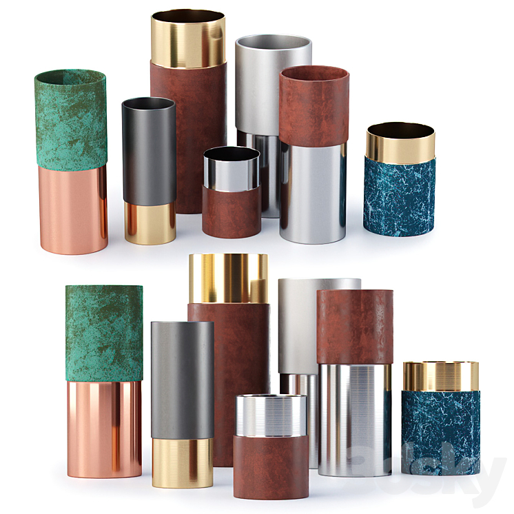 Tradition Lex Pott True Colors vases / Set of metal decorative vases ...