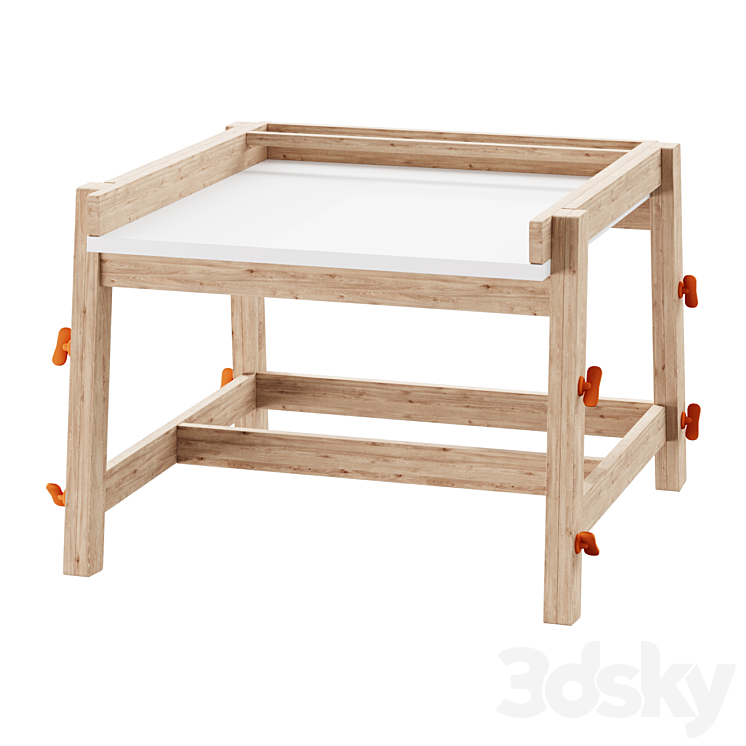 FLISAT Children's desk, adjustable - Table + Chair - 3D model