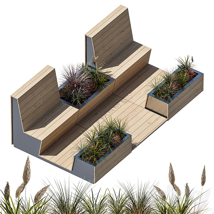 Parklet with two benches - Other - 3D model