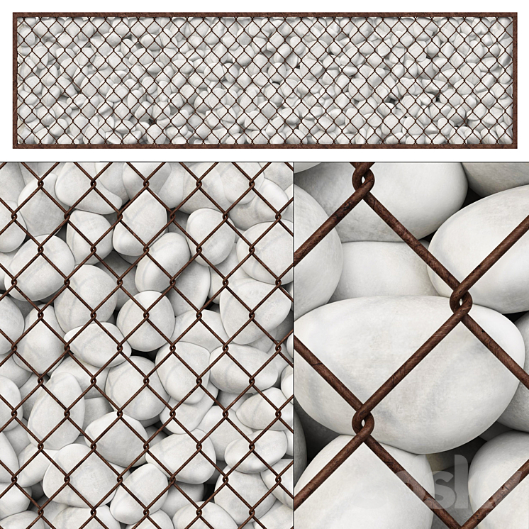Gabion cage stone n4 - Fence - 3D model