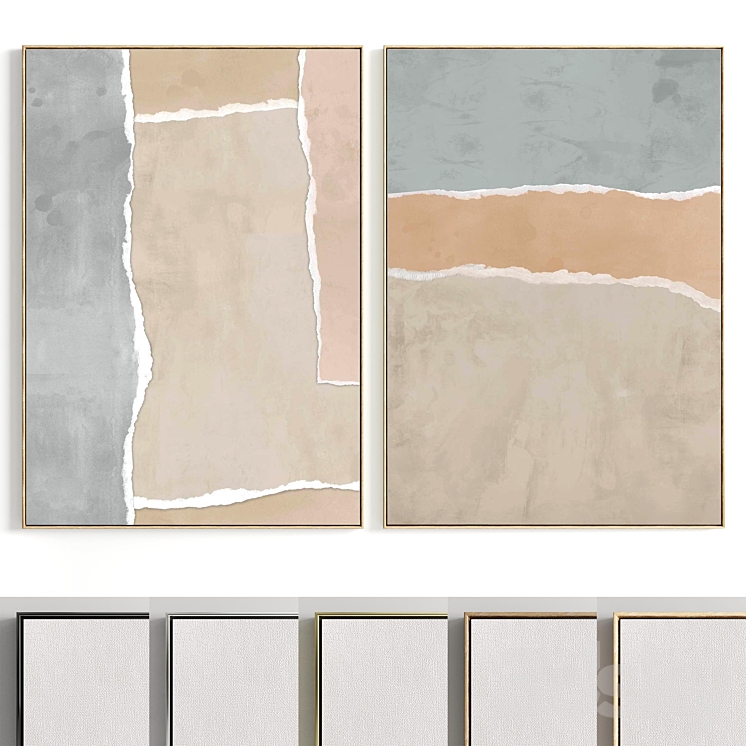 Plaster Two Photo Frame E-120 - Frame - 3D model