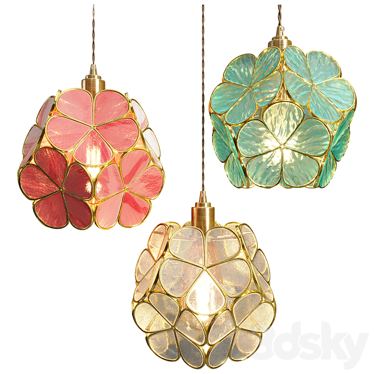 Glass Flower Pendant Light - Pendant light - 3D model