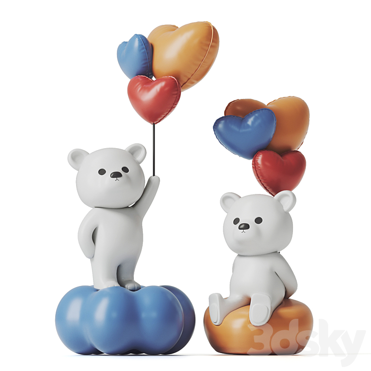 Teddy Bear and Balloons - Toy - 3D model