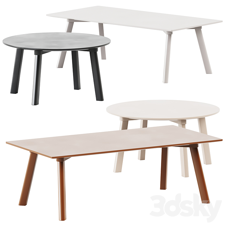 HAY Coffee Table CPH Deux 250 Low Round and Rectangular - Table - 3D model