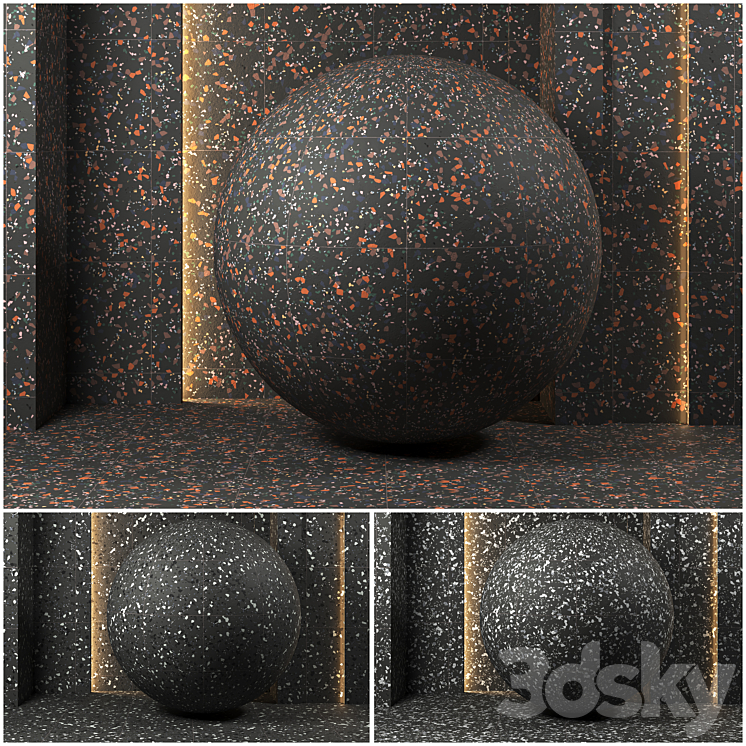 (4k)(3colors)Terrazzo Confetti Porcelain Tiles set 5-(Seamless, pbr ...