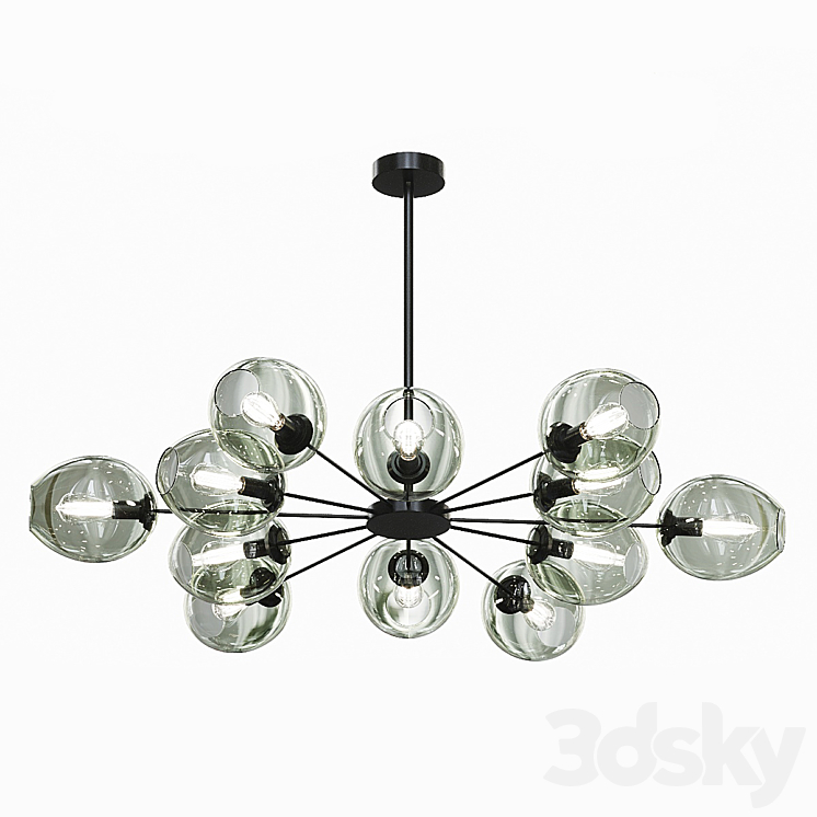 Scandinavian style glass chandelier MARINE - Pendant light - 3D model