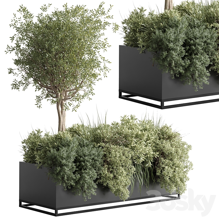 Box Plants on Stand - 222 collection - Outdoor - 3D model