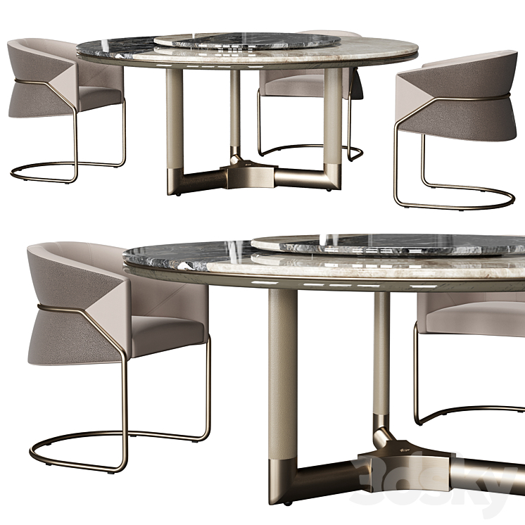 Visionnaire Morgan Bonnie set - Table + Chair - 3D model