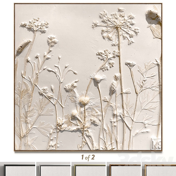Plaster two square photo frames 68 - Frame - 3D model