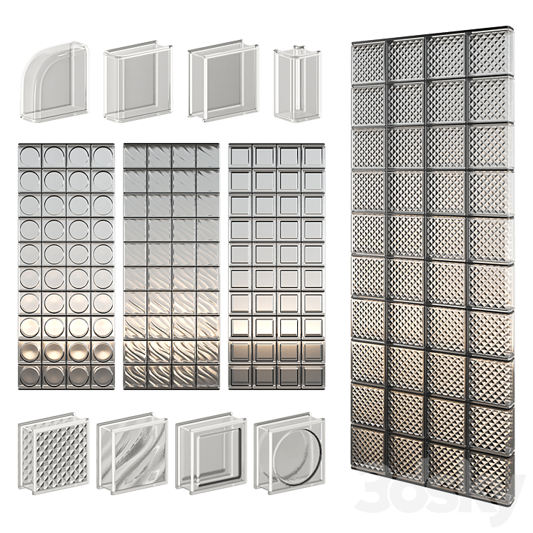 Glass Block Wall 07 - Other decorative objects - 3D model