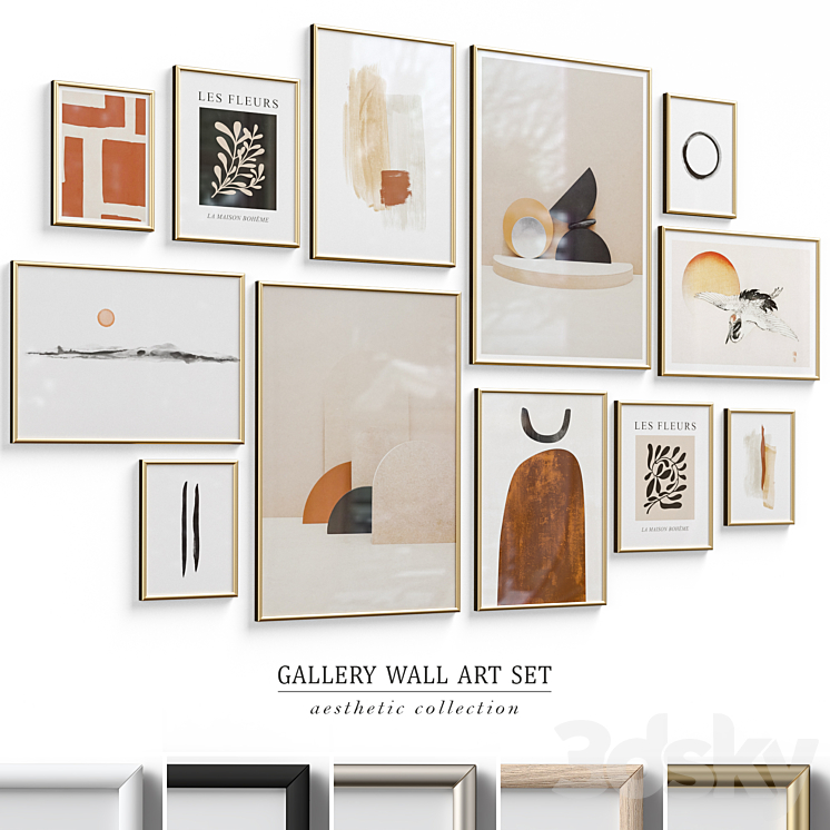 Japanese Zen Style Gallery Wall Art Set-47 - Frame - 3D model