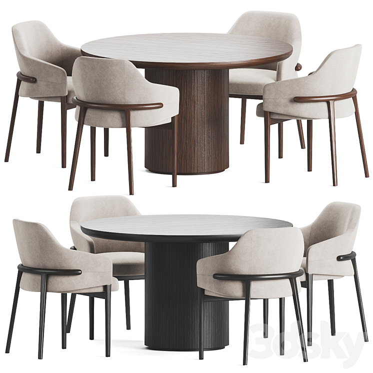Dining Set 02 - Table + Chair - 3D model