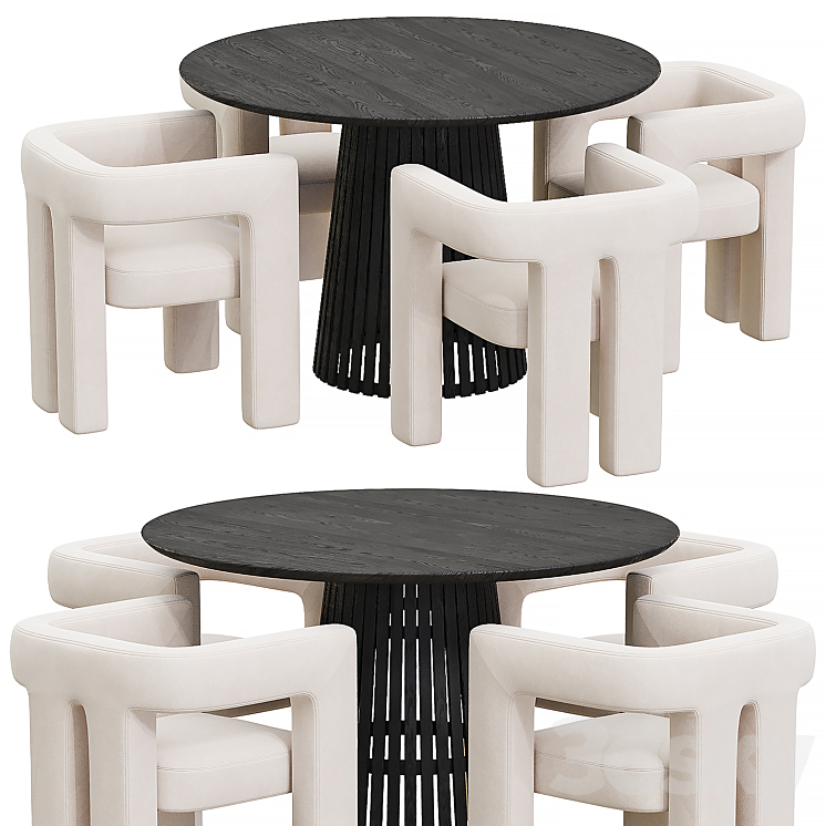 Dining set 11 - Table + Chair - 3D model