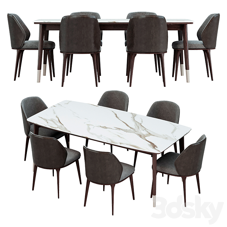 enza home GIORNO Sandalye and Yemek - Table + Chair - 3D model