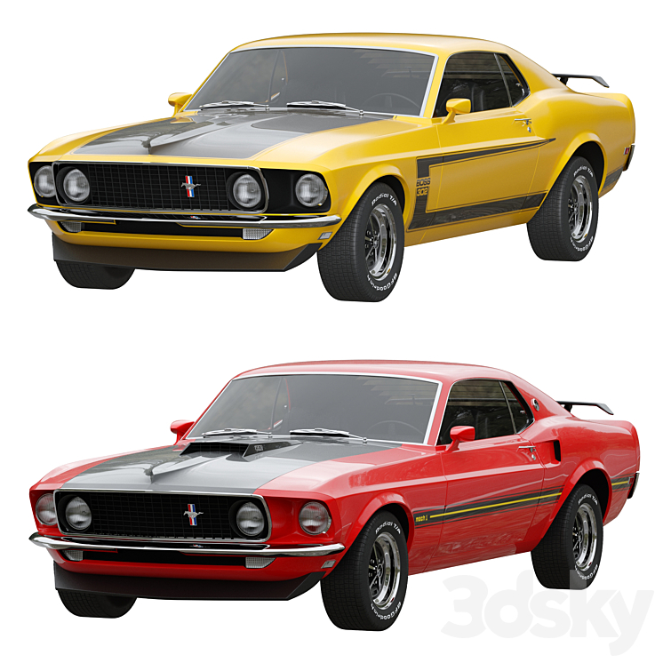 Ford Mustang 1969 Boss 302 & Mach1 - Ground Transport - 3D model