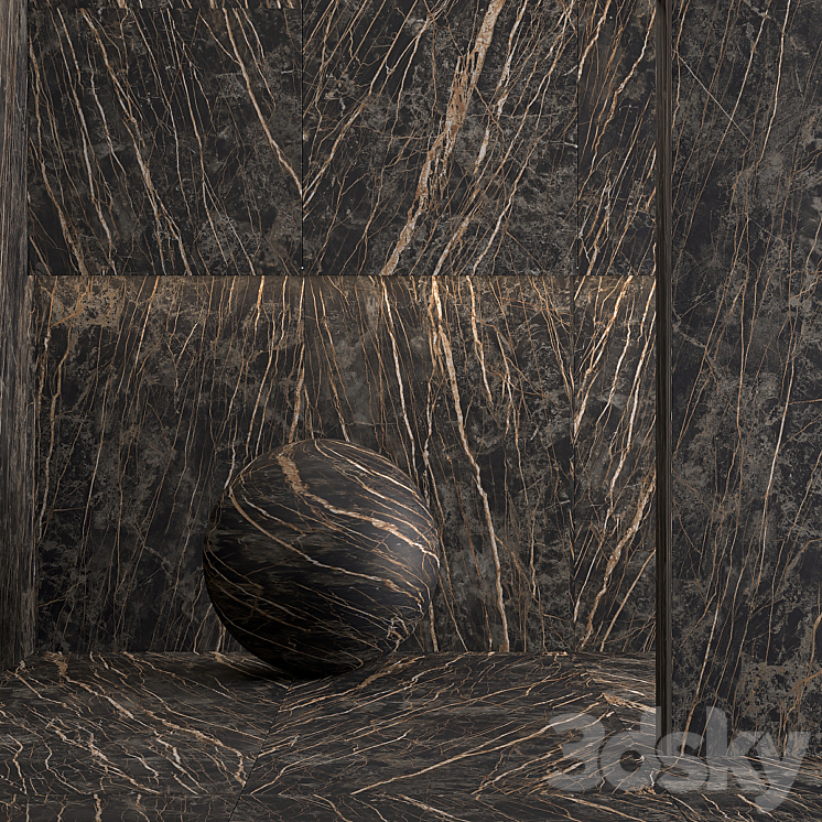 Porcelain tile Laminam Noir Desire. 3000x1000 mm. - Tile - 3D model