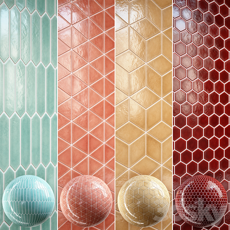 Tile 4K Materials A1 - 4 materials - Tile - 3D model