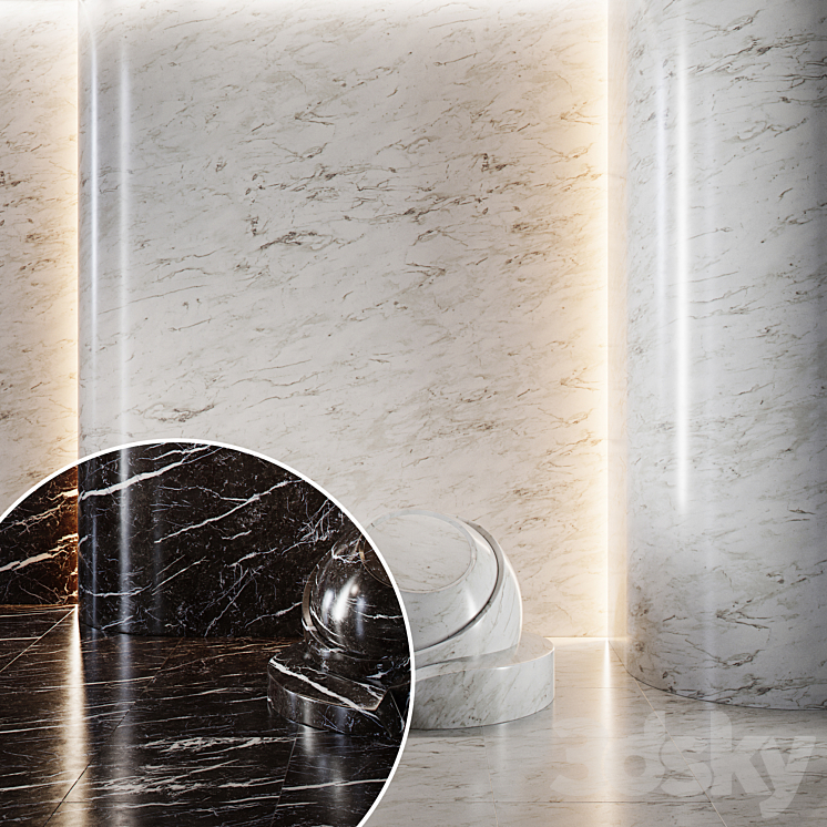 Marble set (seamless) #1 - Stone - 3D model