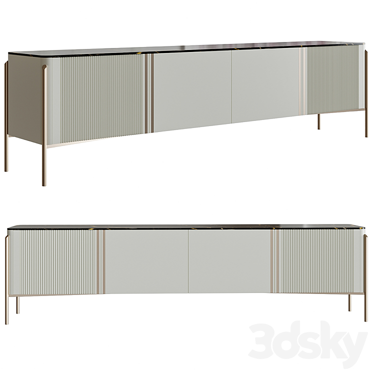 TV Stand Kenneth Modern Ribbed Stone TV Unit - Sideboard & Chest of ...