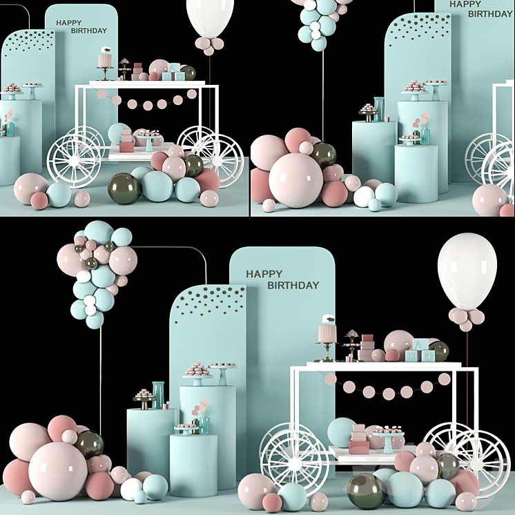 Birthday Set 01 - Decorative set - 3D model