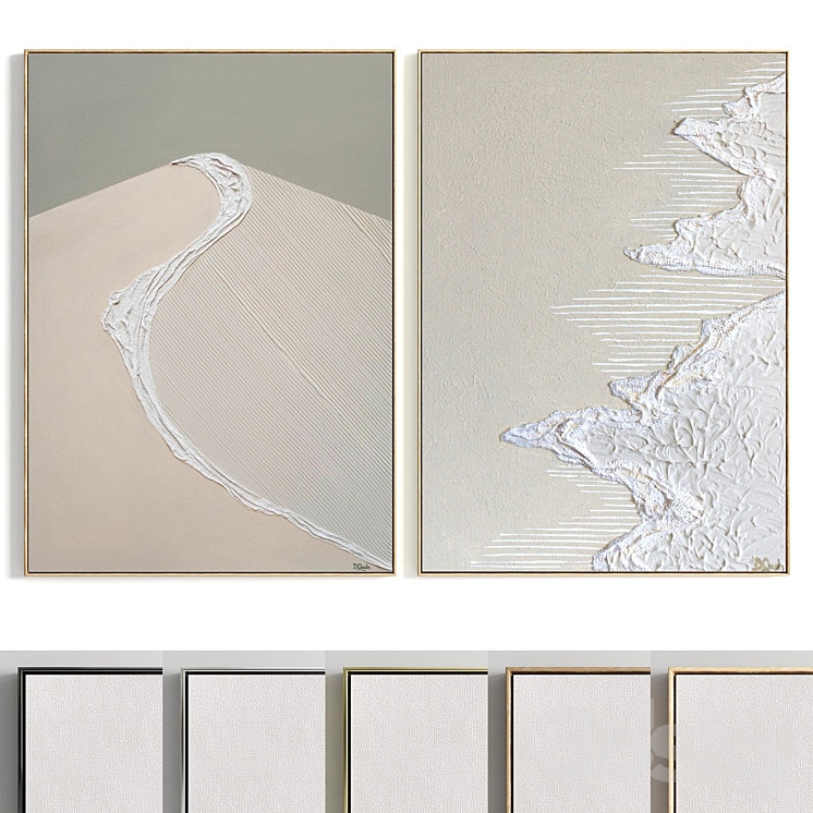 Plaster Two Photo Frame T-321 - Frame - 3D model