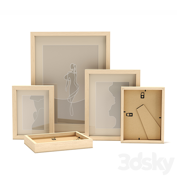 IKEA Wooden Frame Set - Frame - 3D model