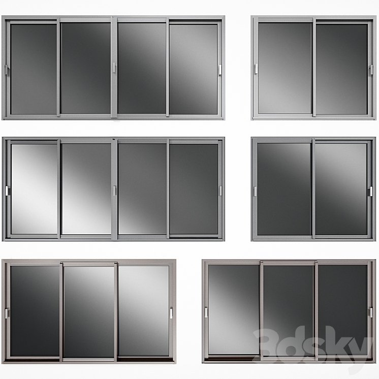 Sliding Stained Glass Aluminum Windows - Windows - 3D model
