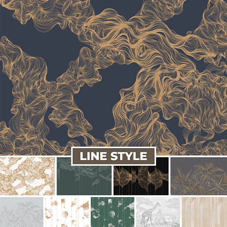 Wallpaper. Collection - Line Style - Wall covering - 3D model