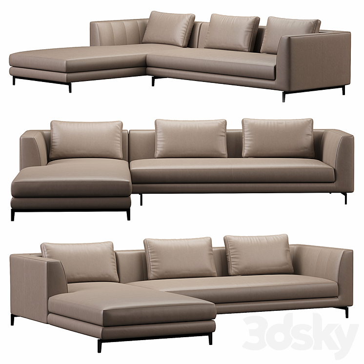Linea leather sofa by HC28 Cosmo - Sofa - 3D model