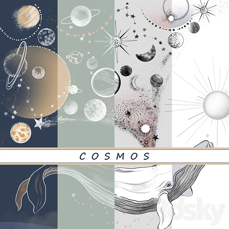 Designer wallpapers COSMOS pack 3 - Wall covering - 3D model