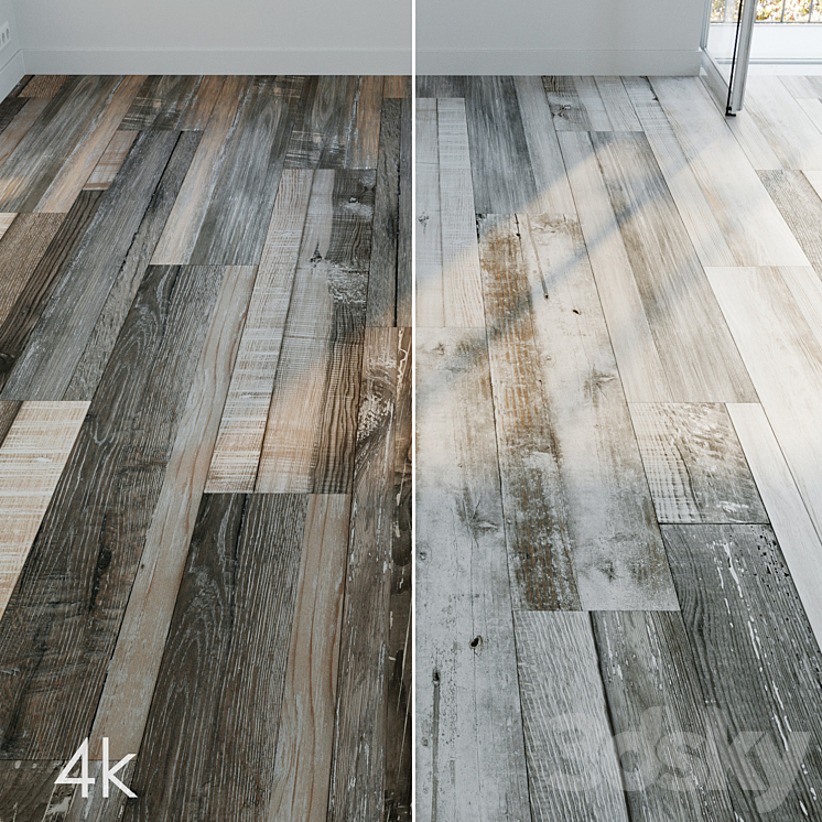 Parquet set 15 - Rustic wood - 2 Types - Wood - 3D model