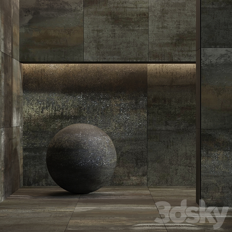 Corten tile set 40 - Tau Ceramica Metal Corten Natural - Stone - 3D model