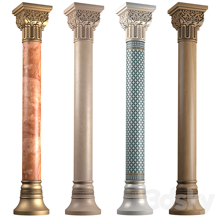 Column in oriental style. Arabic columns.Eastern Column Capital ...