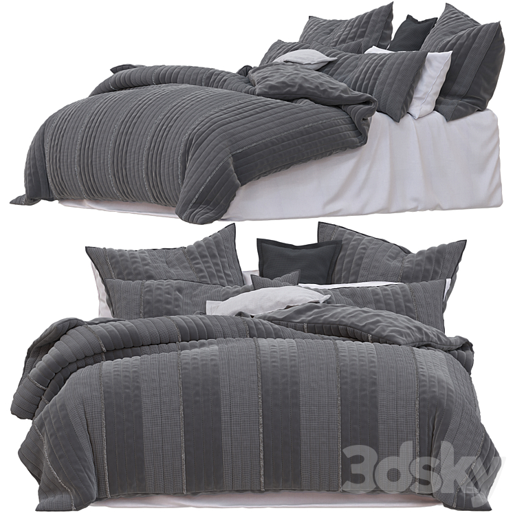 The Axel Quilt Cover Set Range Granite by Logan and Mason - Bed - 3D model