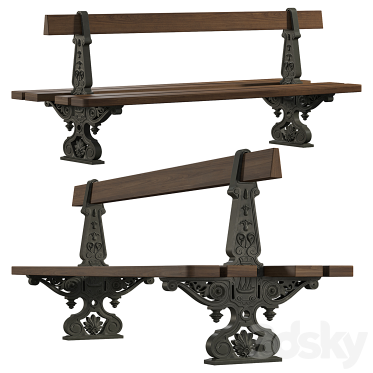 Ville de Paris Bench by Ghm Eclatec - Urban environment - 3D model