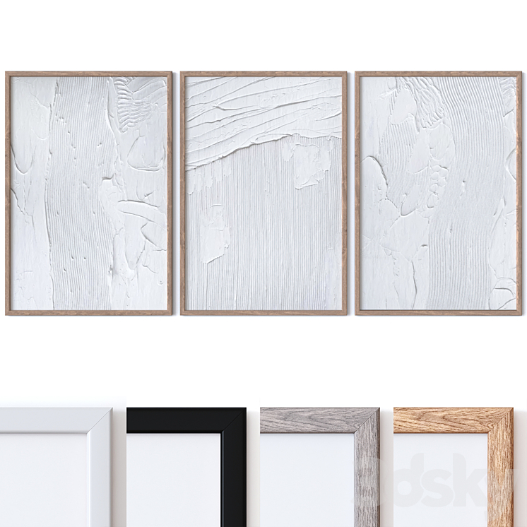 Set of large wall paintings 2310 - Frame - 3D model