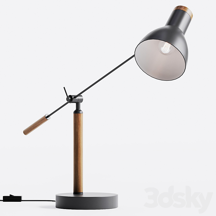 Cohen Table Lamp, Deep Gray & American Oak - Table lamp - 3D model