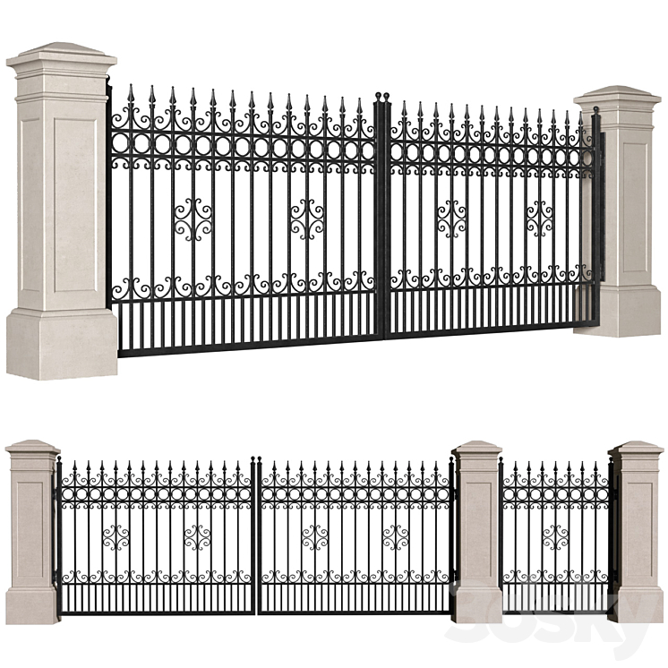Forged gates in a classic style.DUAL Entrance Driveway Iron Gate set ...
