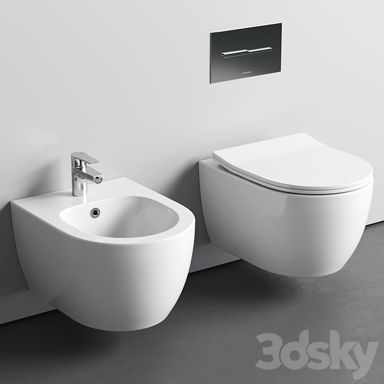 Wall mounted bidet/WC Ceramica Nova Play - Toilet and Bidet - 3D model