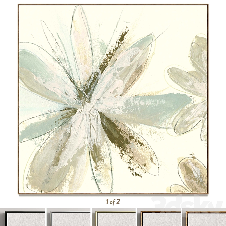 Plaster two square photo frames T-126 - Frame - 3D model