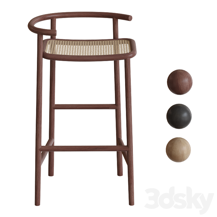 SINGLE CURVE BARSTOOL Wiener GTV Design Nendo - Chair - 3D model