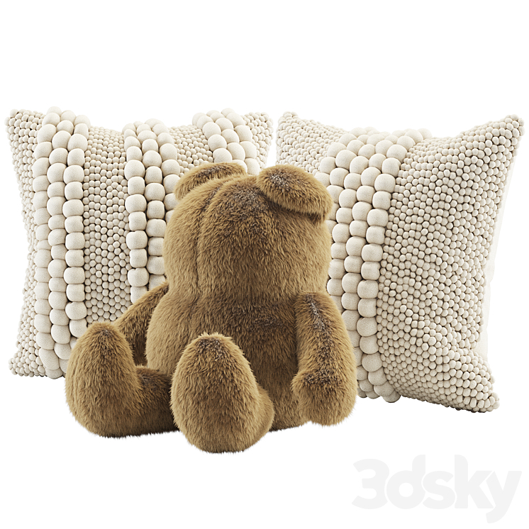 Children Plush Teddy Bear and Pillows Set - Pillows - 3D model
