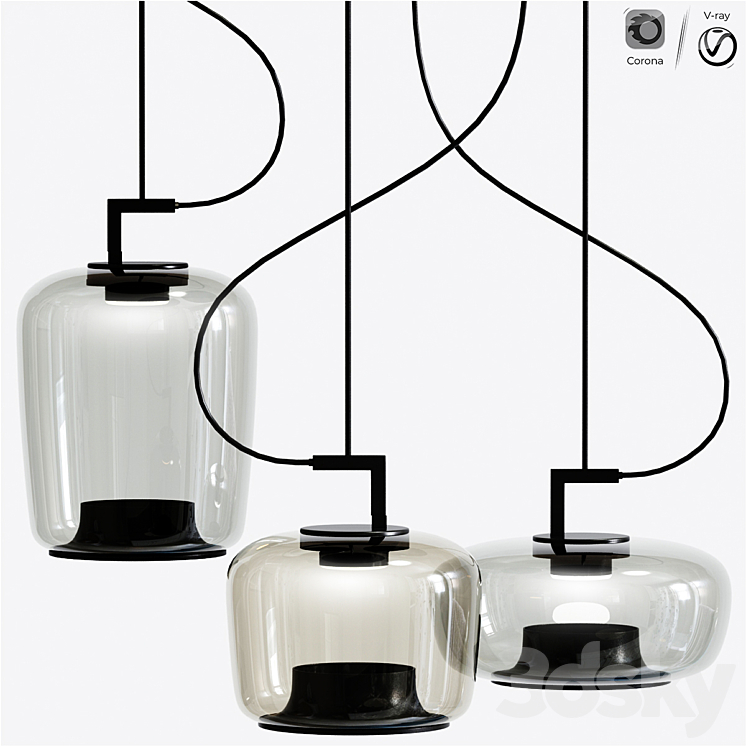 Brokis Double LED Blown Glass Pendant Lamp - Pendant light - 3D model