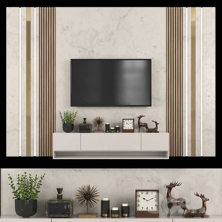 Modern TV Wall set151 - TV Wall - 3D model