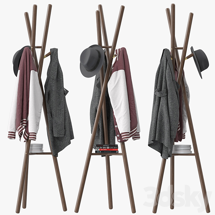 Aibiju Wooden Coat Rack - Сlothes and Footwear - 3D model