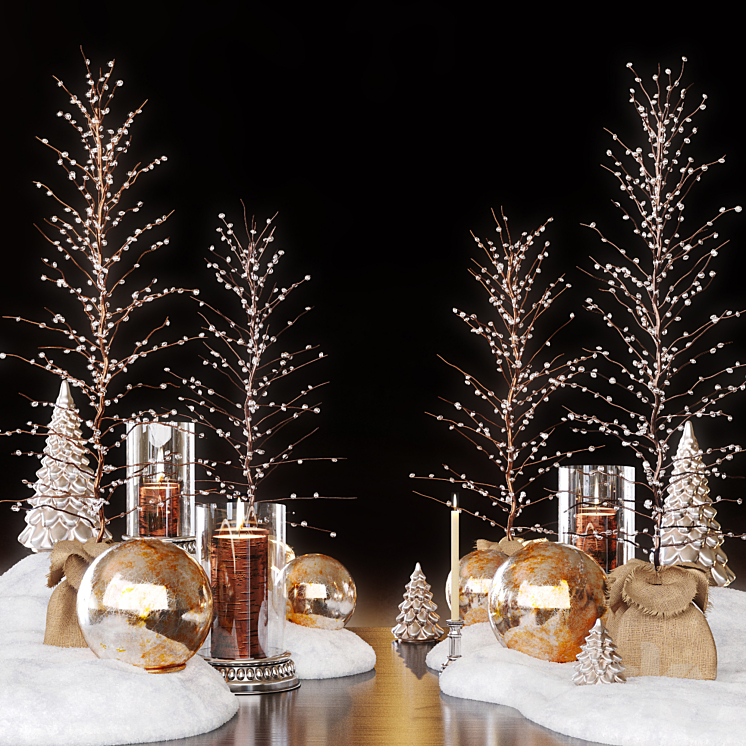Pottery Barn Winter Set 003 - Decorative set - 3D model
